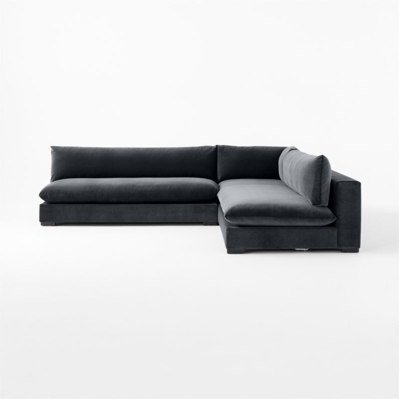 Deseo 3-Piece Modular Charcoal Grey Performance Velvet Sectional Sofa ...