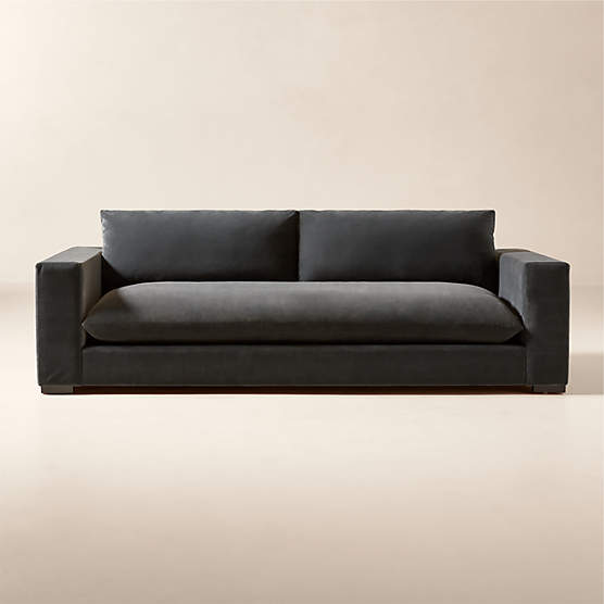 Algora Charcoal Grey Performance Linen Sleeper Sofa Queen + Reviews | CB2