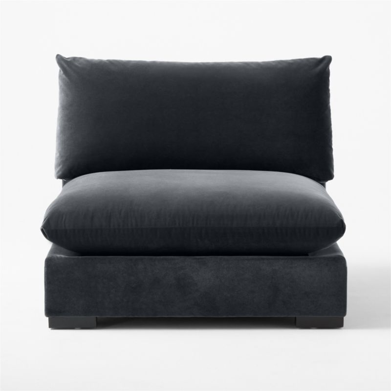 Deseo Charcoal Grey Performance Velvet Armless Chair + Reviews | CB2