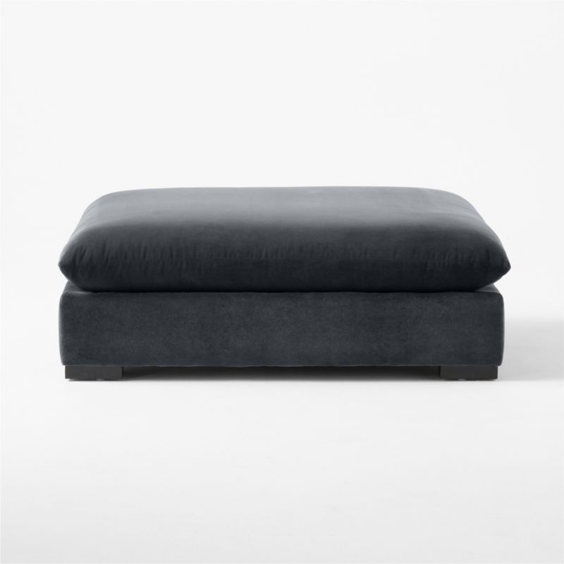 Deseo Charcoal Grey Performance Velvet Ottoman | CB2 Canada