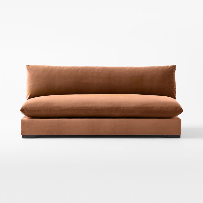 Deseo Copper Brown Performance Velvet Armless Loveseat | CB2