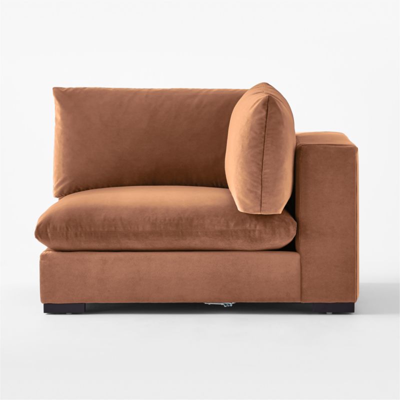 Deseo Copper Brown Performance Velvet Deep Depth Corner Chair | CB2