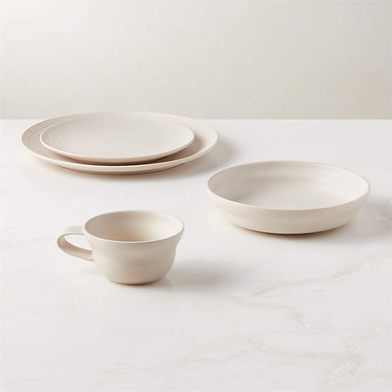 Dolce Modern 4-Piece White Dinnerware Set with Pasta Bowl + Reviews | CB2
