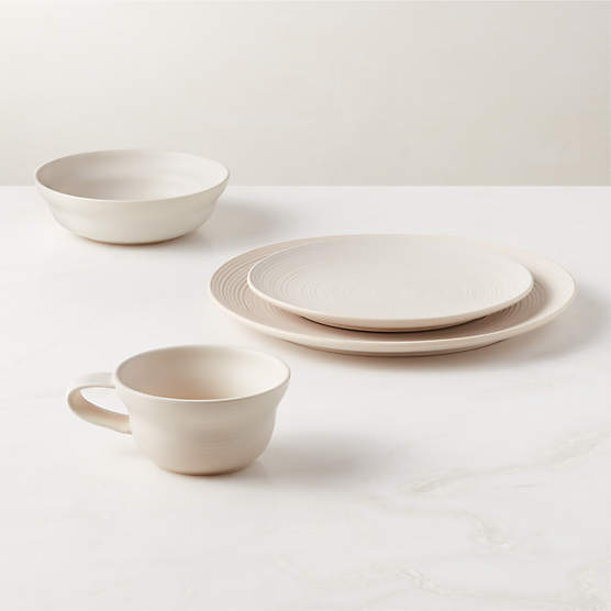 Dolce Modern 4-Piece White Dinnerware Set with Pasta Bowl + Reviews | CB2