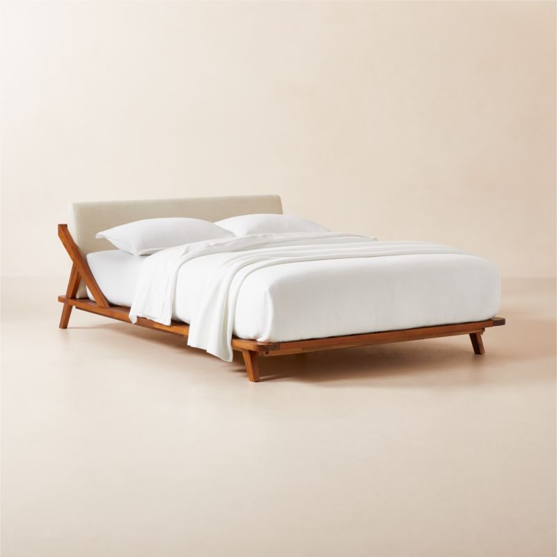 Drommen Acacia Wood Platform Queen Bed + Reviews | CB2