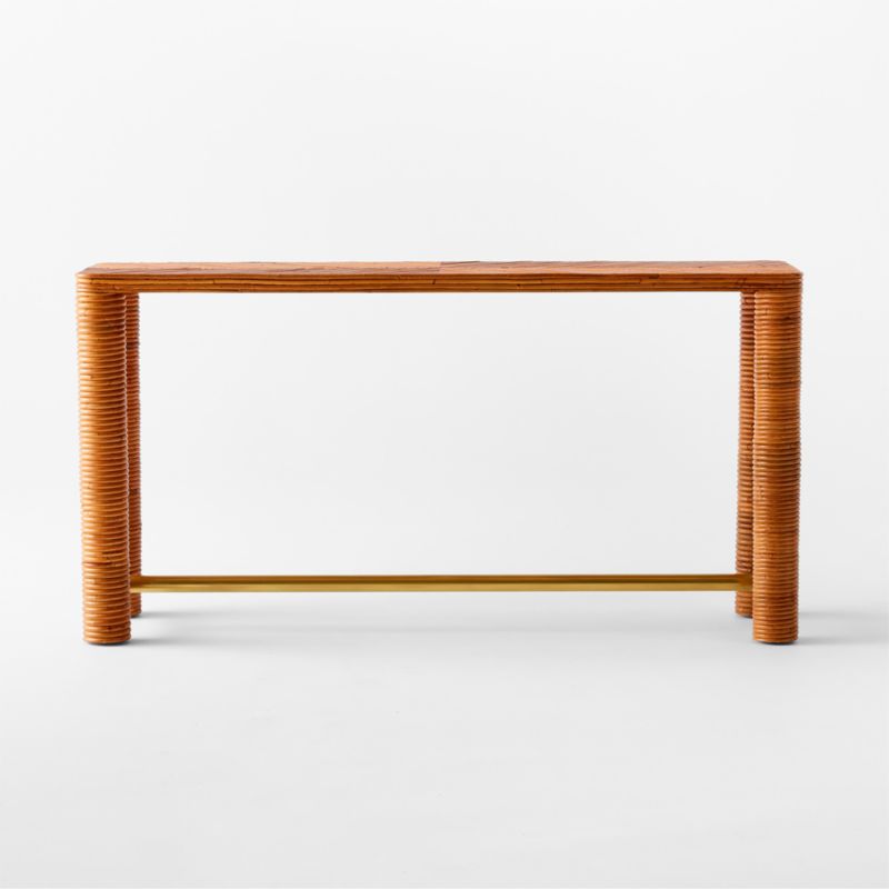 Edie Modern Rattan Console Table + Reviews | CB2