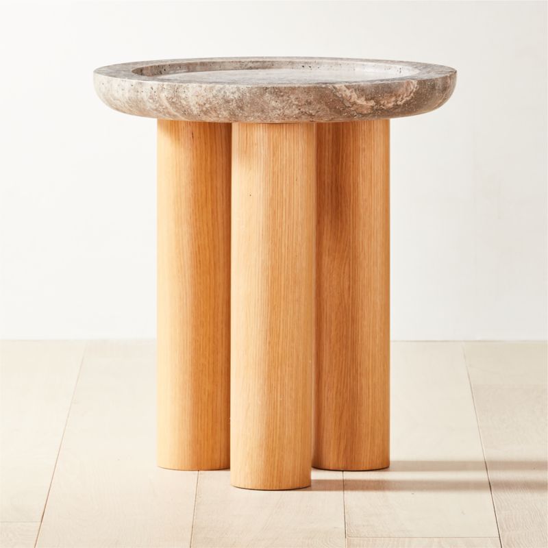 El Verano Travertine Side Table | CB2