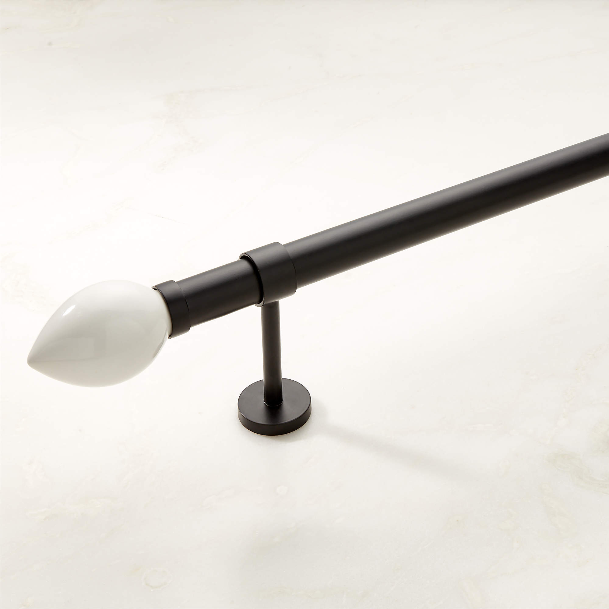 Ela Modern Matte Black Adjustable Curtain Rod 28''-48" | CB2