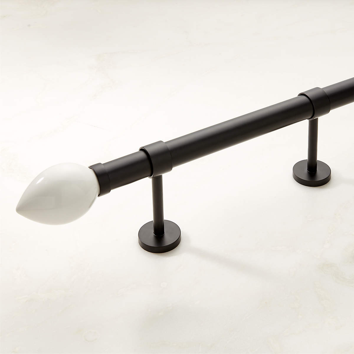 Ela Modern Matte Black Adjustable Curtain Rod 48''-88" | CB2