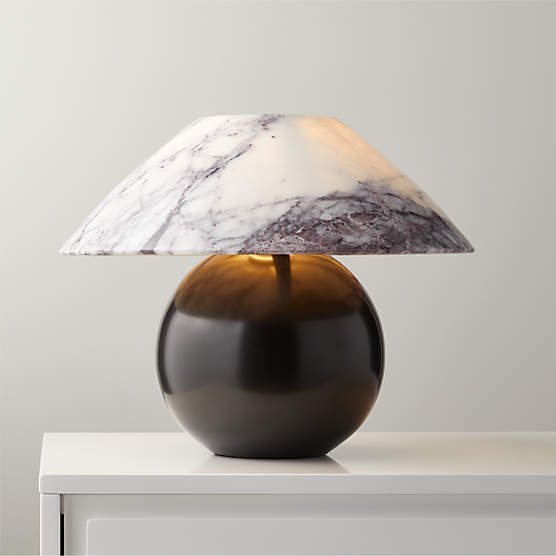Block Golden Calacatta Marble Table Lamp + Reviews | CB2