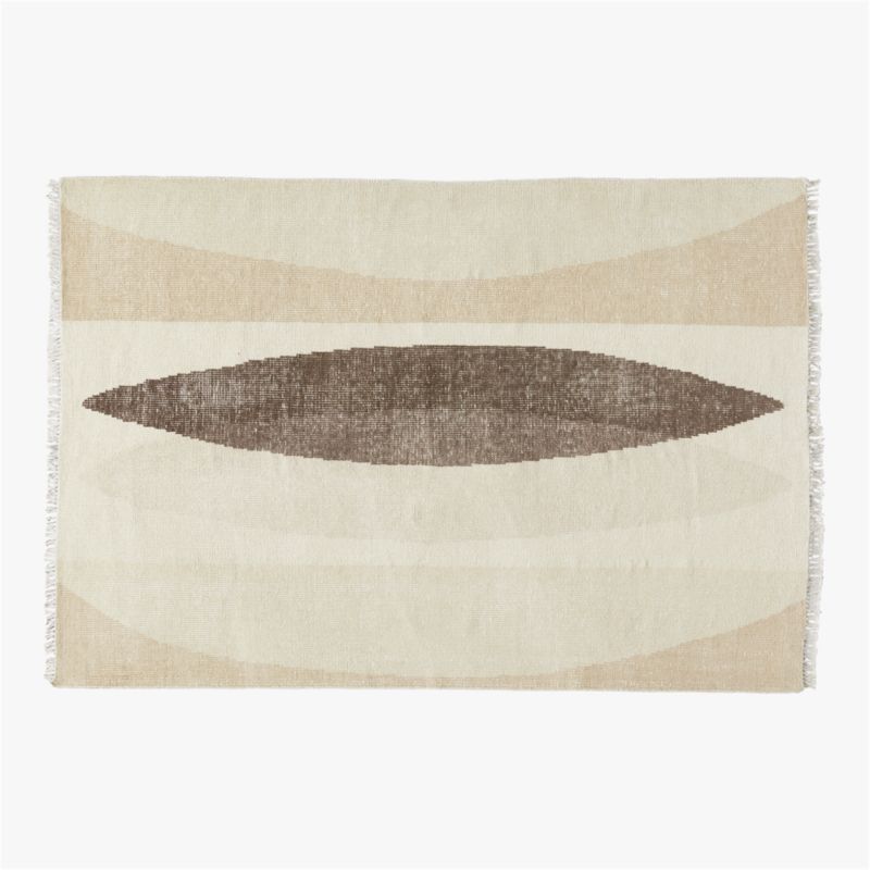 Elipses Hand-Knotted Nautral and White Wool Area Rug 6'x9' | CB2