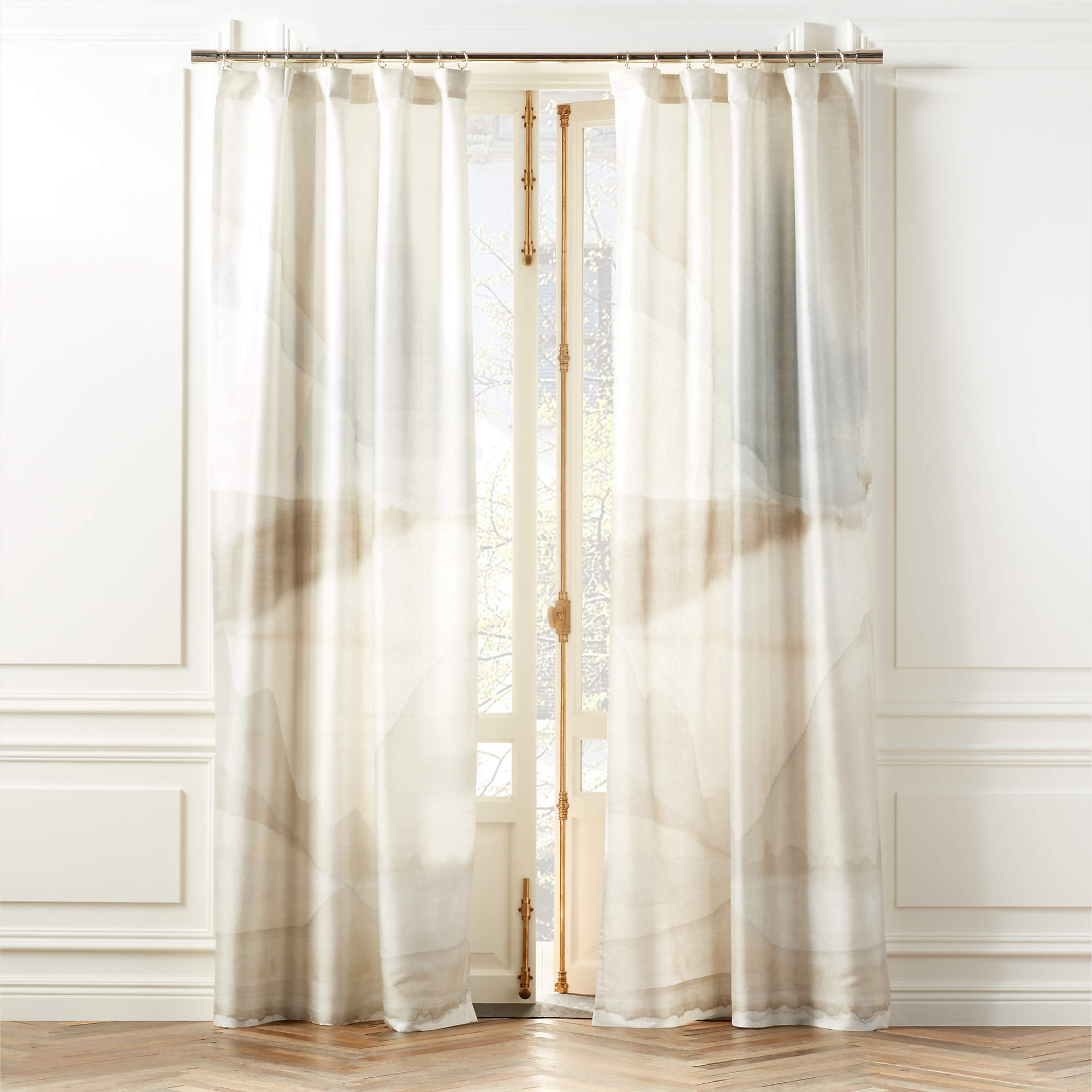 Elysium Neutral Dupioni Silk Curtain Panel 48"x84" | CB2