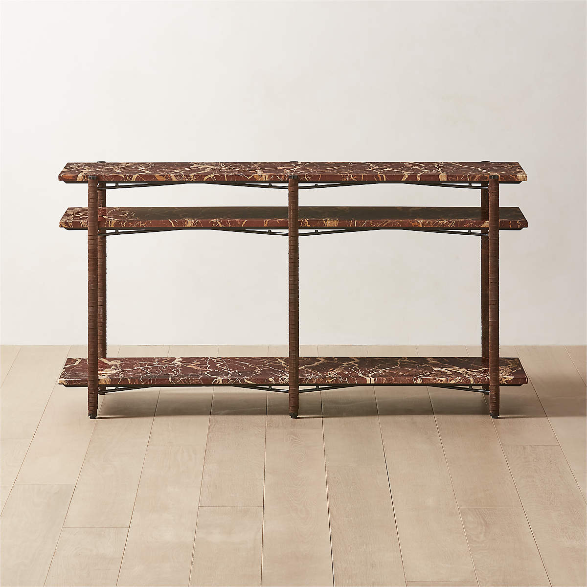 Ember Modern Red Marble Console Table + Reviews | CB2