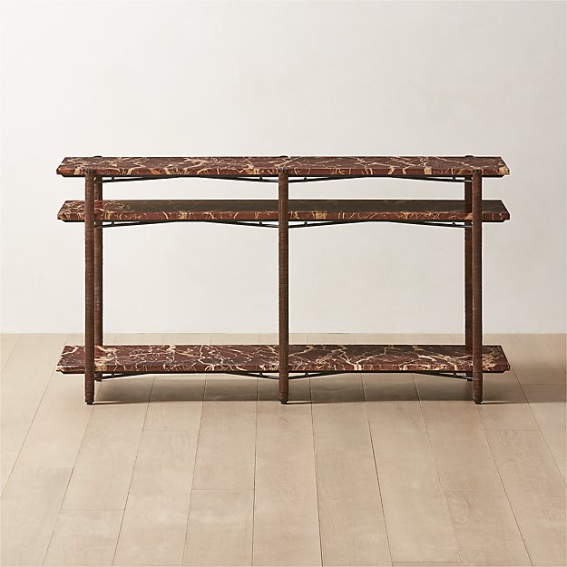 Ember Modern Red Marble Console Table Reviews CB2