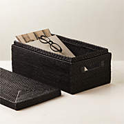 Emme Rectangular Woven Black Rattan Storage Basket + Reviews | CB2