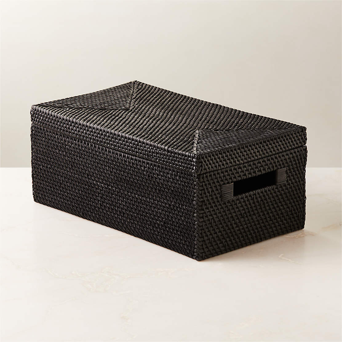Lyn Woven Black Storage Basket + Reviews | CB2