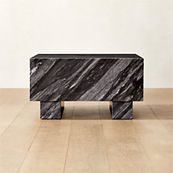 Carve Modern Square Black Marble Side Table Small | CB2