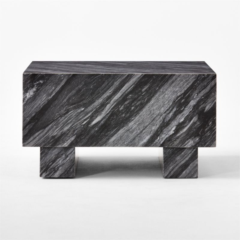 Enyo Modern Square Grey Marble Side Table + Reviews | CB2