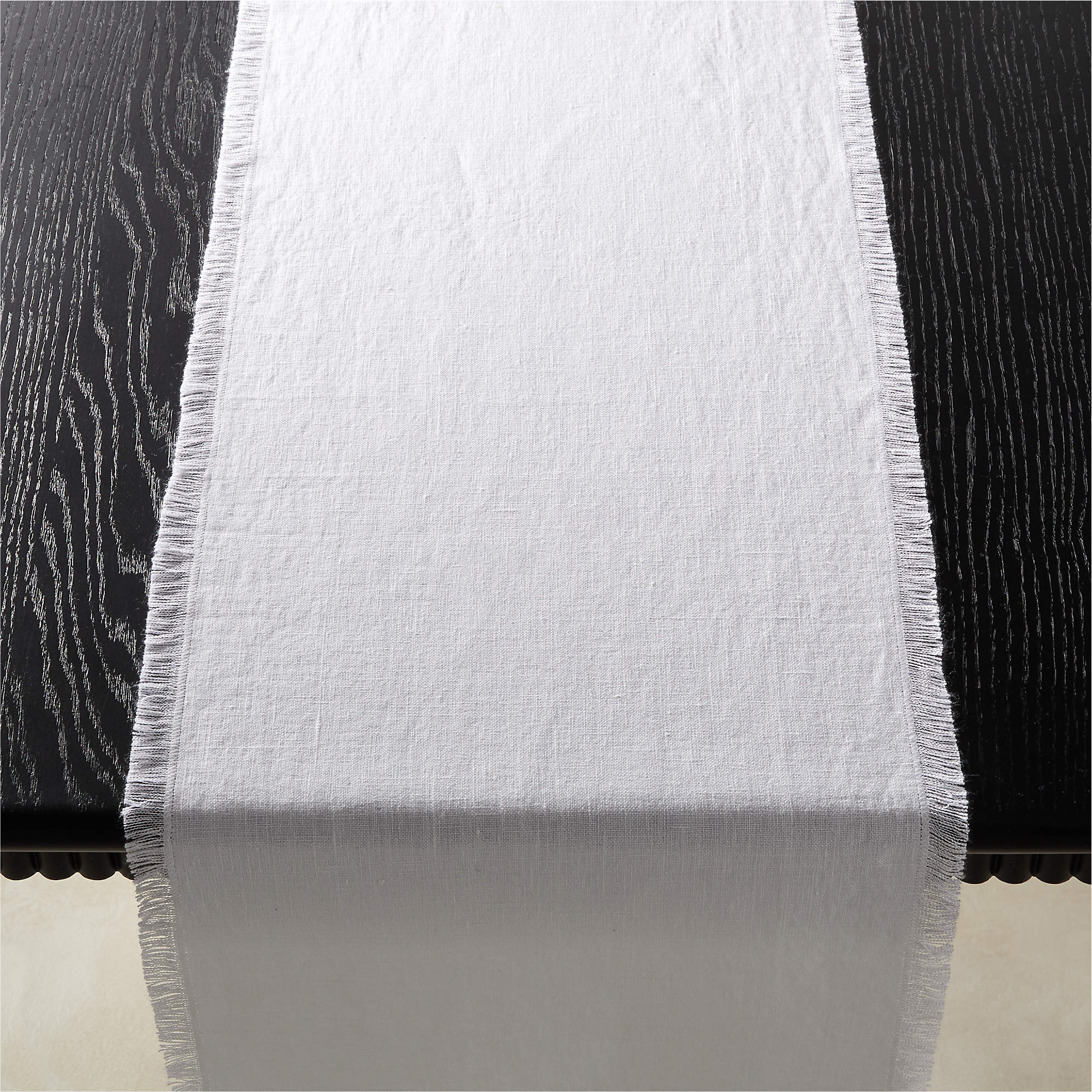 Eria White Linen Table Runner 14"x90" + Reviews | CB2