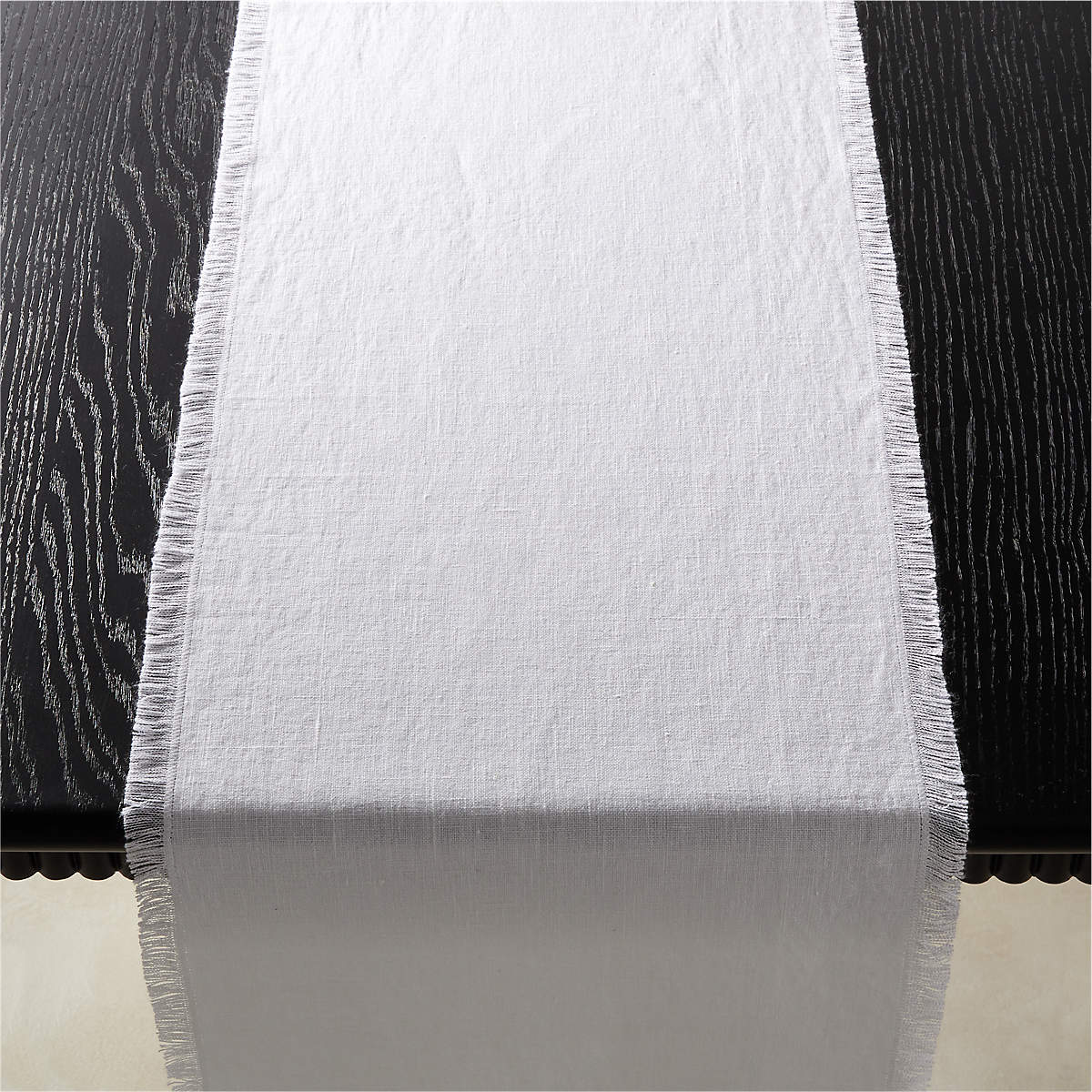 Eria White Linen Table Runner 14"x90" + Reviews | CB2