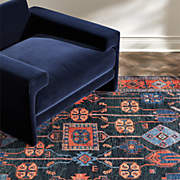 Eros Hand-Knotted Red and Blue Area Rug 6'x9' + Reviews | CB2