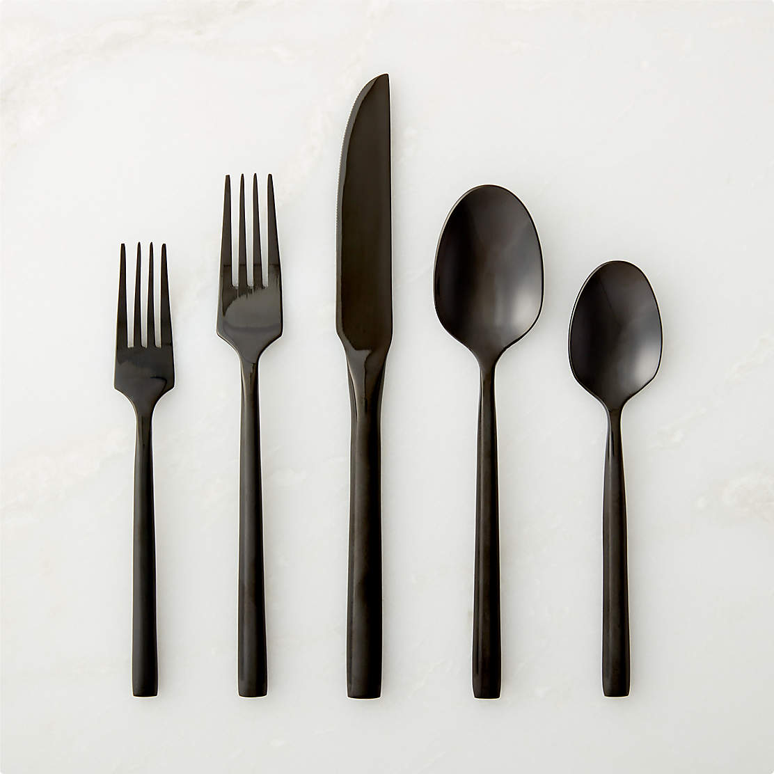 20-Piece Rush Brushed Gold Flatware Set + Reviews | CB2