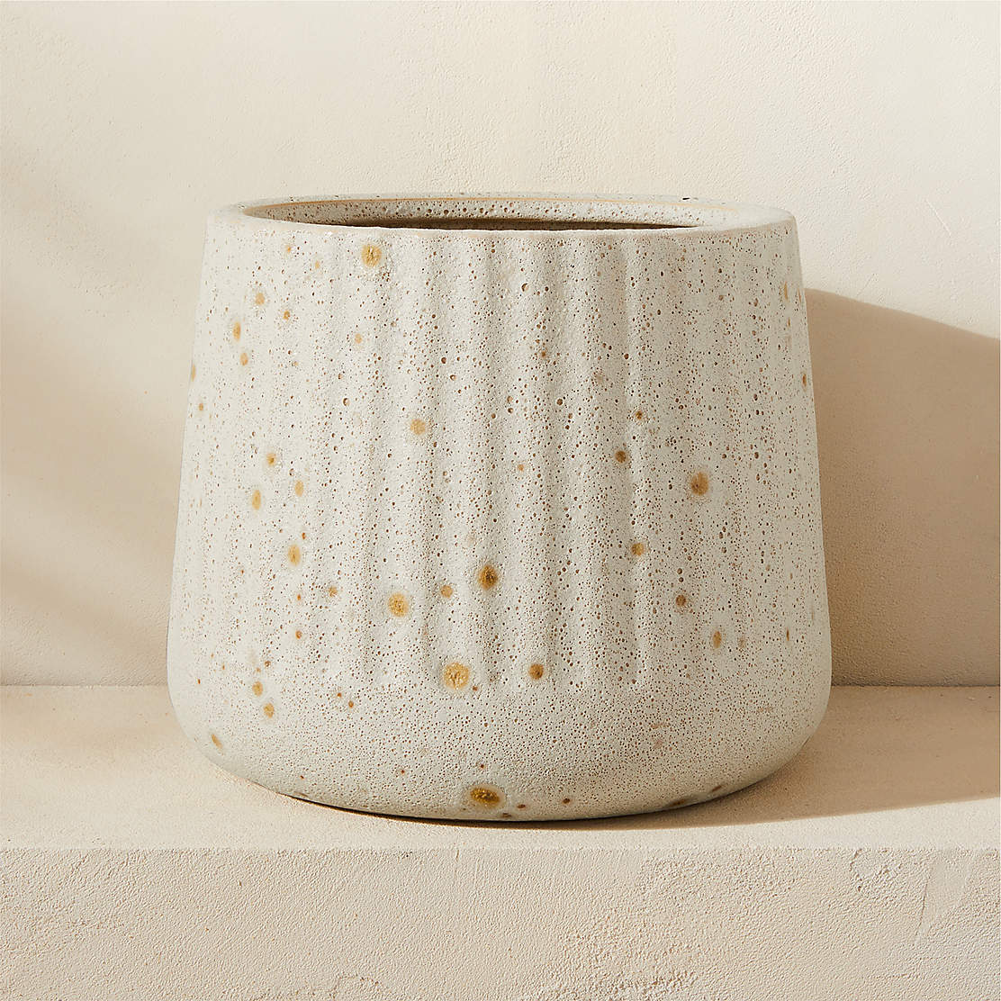 Ortice Round White Indoor/Outdoor Planter Short | CB2