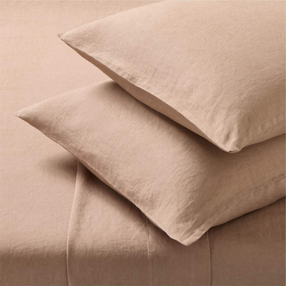 EUROPEAN FLAX-Certified Linen Tawny Brown Standard Pillow Shams Set of 2 + Reviews | CB2