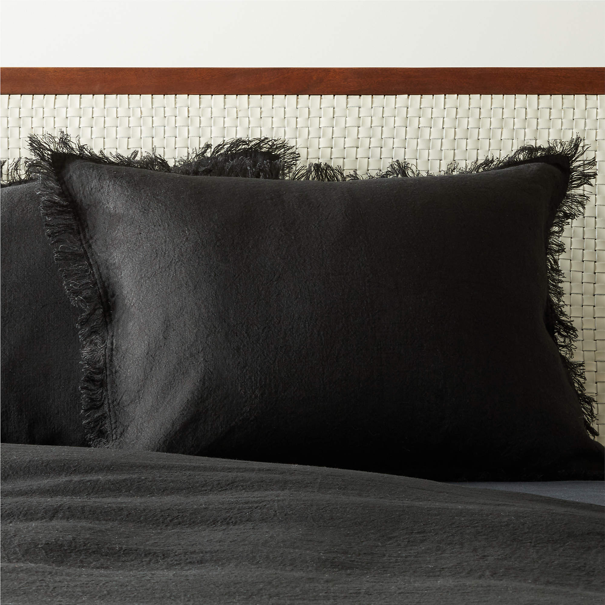 Eyelash Modern Belgium Linen Black Standard Shams Set of 2 + Reviews ...
