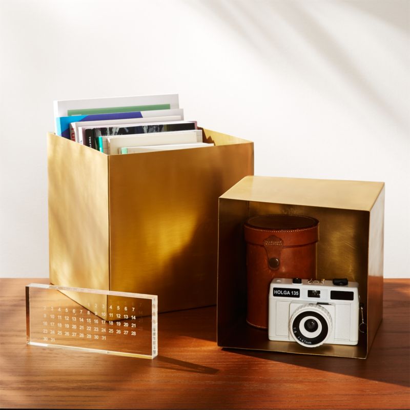 2-Piece Large Brass Storage Boxes + Reviews | CB2