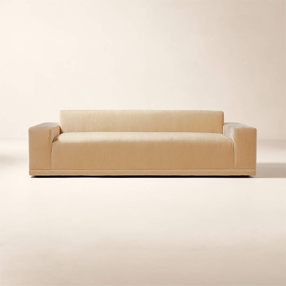 Ceva 103" Light Blue Performance Velvet Sofa + Reviews | CB2 Canada