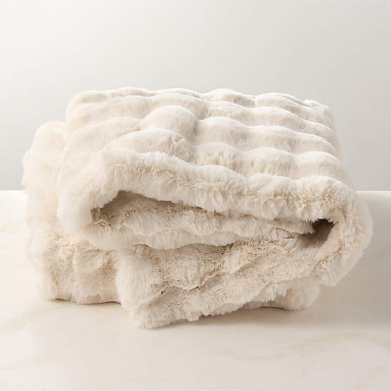 Channel Chestnut Brown Faux Fur Throw Blanket + Reviews | CB2
