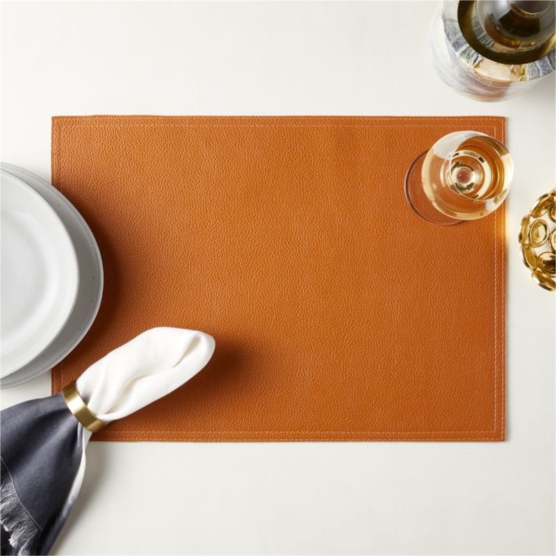 Modern Faux Brown Leather Placemat + Reviews | CB2