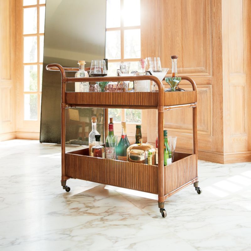 Feliz Rattan Bar Cart + Reviews | CB2