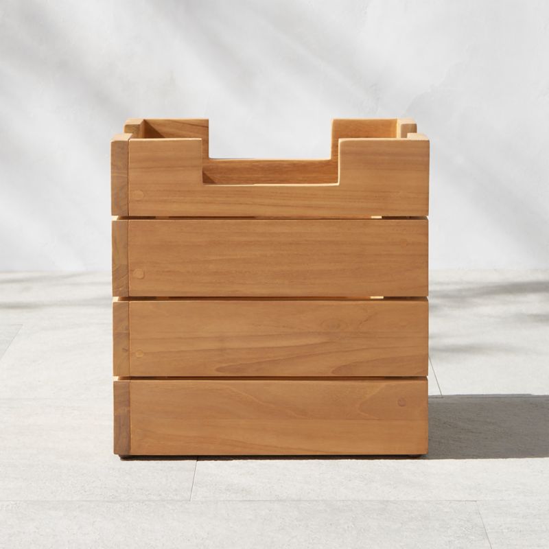 Ferrat Teak Outdoor Planter Small by Ross Cassidy + Reviews | CB2