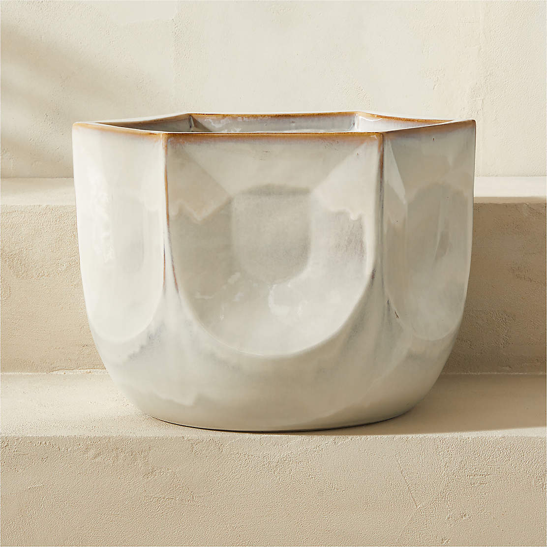 Ortice Round White Indoor/Outdoor Planter Short | CB2