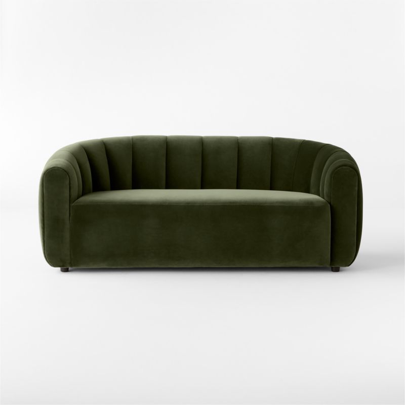 Fitz Modern Channeled Green Velvet Loveseat + Reviews | CB2 Canada