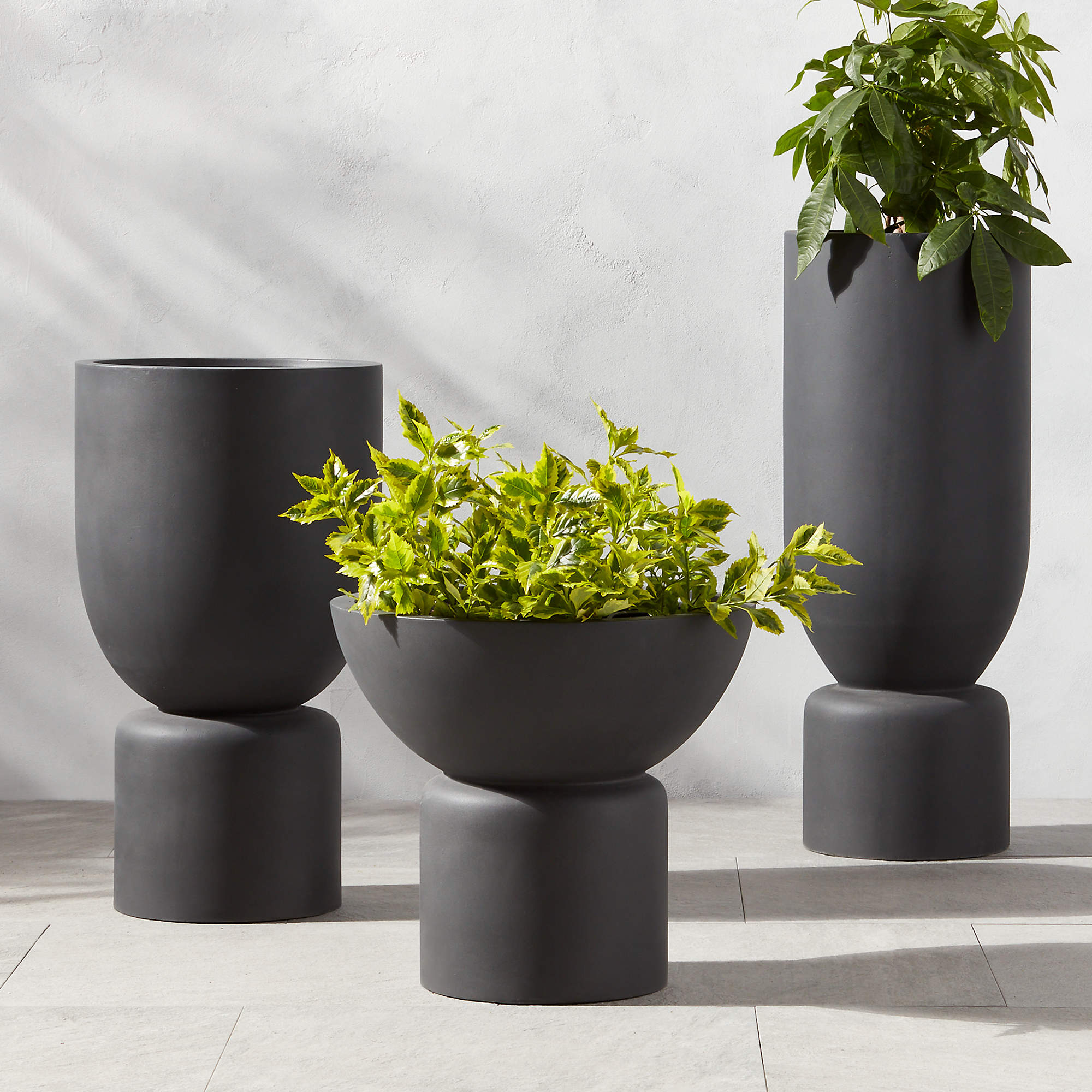 Flatform Modern Grey Cement Outdoor Planter Set of 3 + Reviews | CB2