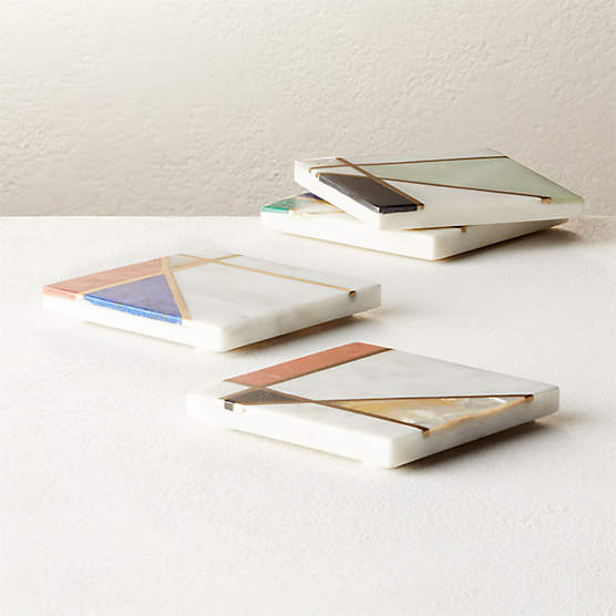 Oni White Alabaster Coasters Set of 4 + Reviews | CB2 Canada