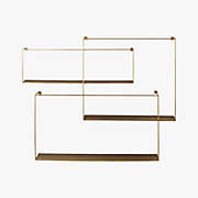 Antiqued Brass Large Floating Shelves Set of 3 | CB2