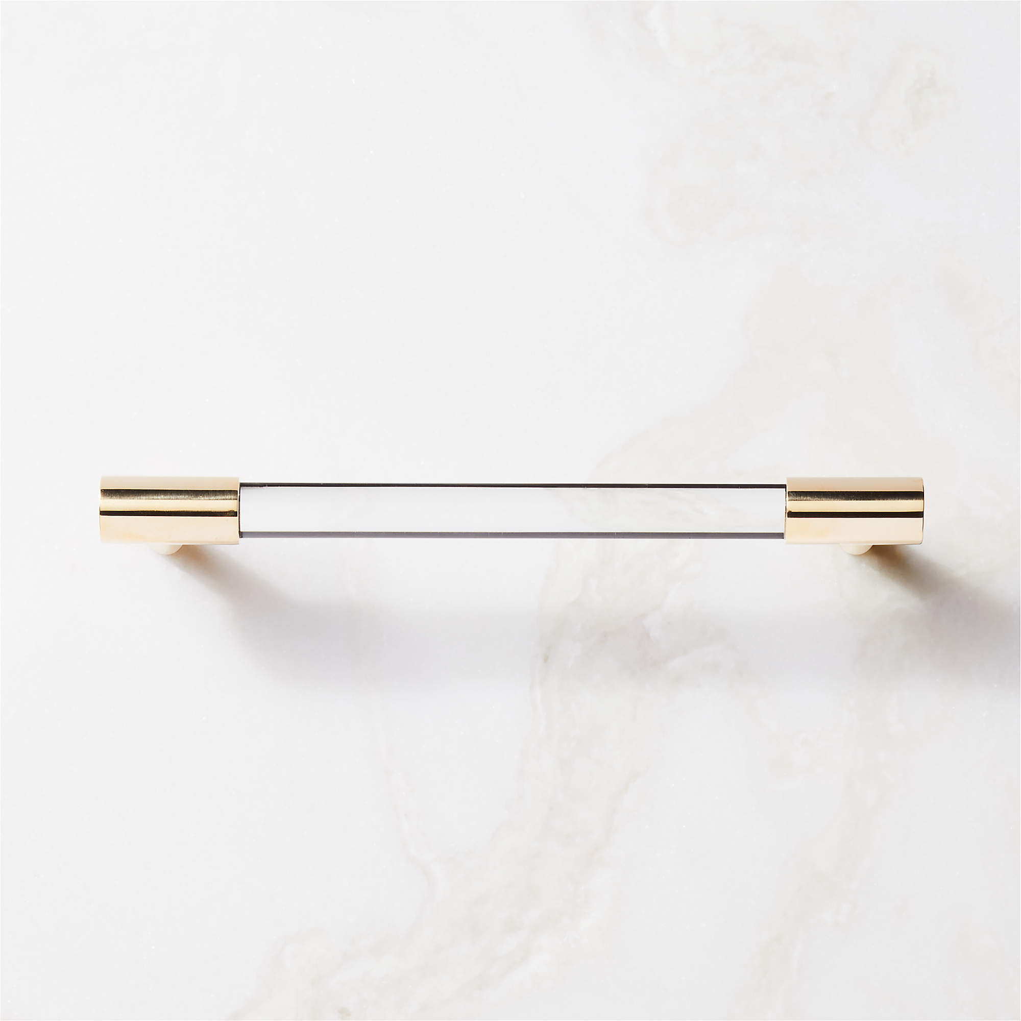 Flynn Polished Unlacquered Brass and Crystal Handle 6" + Reviews | CB2