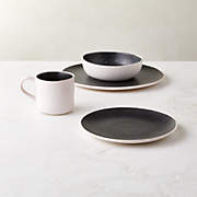 Fynn Modern 4-Piece Black and White Dinnerware Set with Soup Bowl + Reviews | CB2 Canada