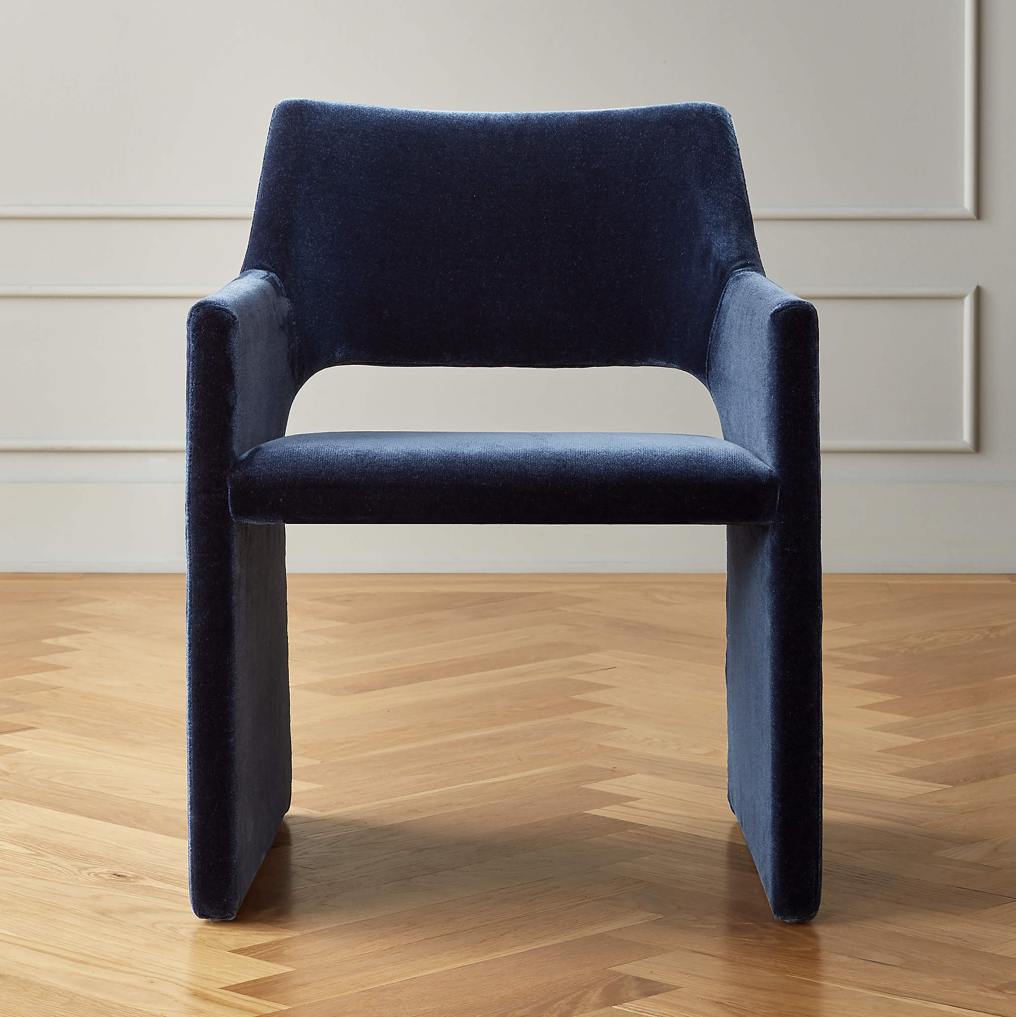 Foley Faux Mohair Navy Dining Armchair Set of 4 | CB2