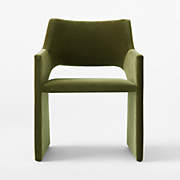 Foley Olive Green Velvet Dining Armchair | CB2