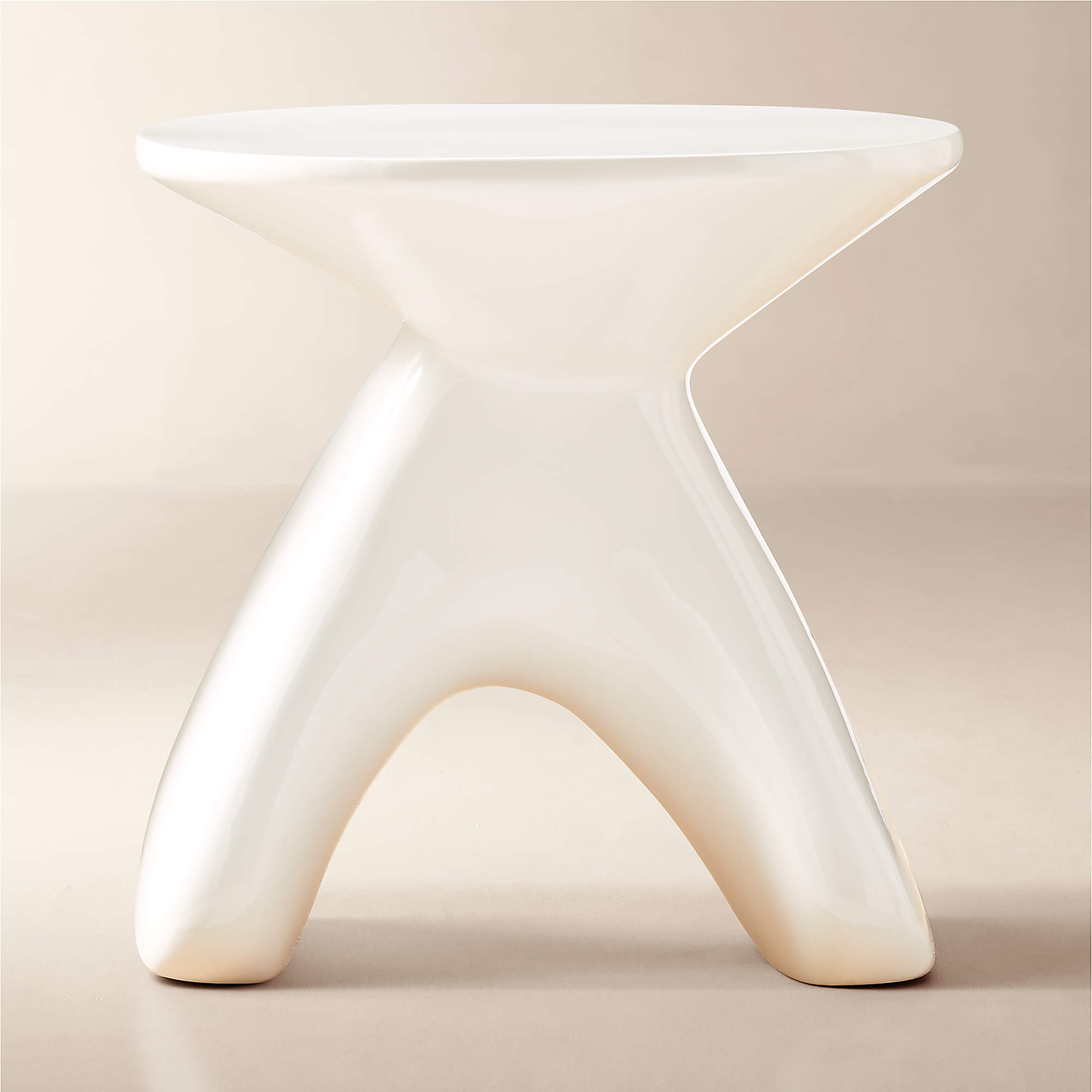 Forcella High-Gloss White Cement Side Table + Reviews | CB2
