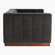 Forte 81" Channeled Sofa with Walnut Base Luca Espresso + Reviews | CB2
