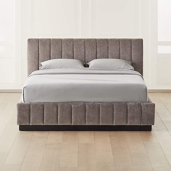 Cantar Ivory Velvet Upholstered Queen Bed + Reviews | CB2