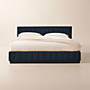 Forte Channel Tufted Navy Blue Upholstered King Bed | CB2