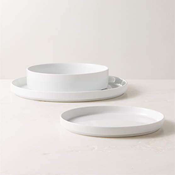 Mori 4-Piece Matte White Dinnerware Set with Soup Bowl + Reviews | CB2