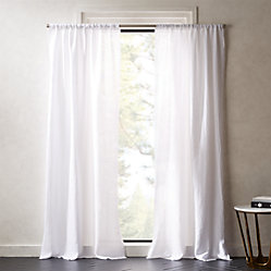 Modern Warm White Linen Sheer Window Curtain Panel 48"x84" + Reviews | CB2